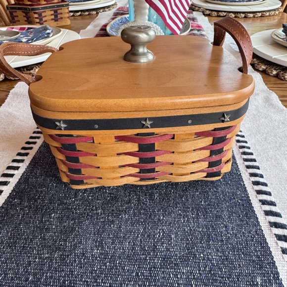 Longaberger | Accents | Longaberger Small Leather Handled Usa American ...